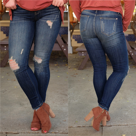 SKYE by Infinity Raine | Jeans | Plus Dark Denim Distressed Skinny Jean ...